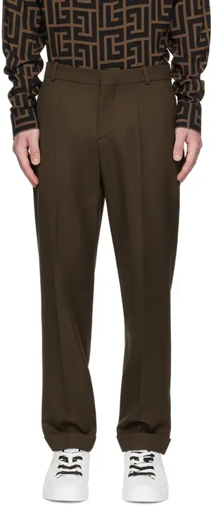 Balmain Front Pleated Casual Pants - Black