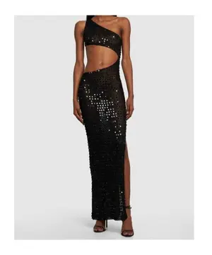 AYA MUSE Gia Sequined Knit Long Dress