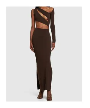 AYA MUSE Actin Viscose Plain Knit Long Dress