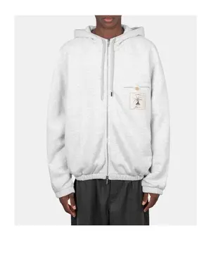 Jacquemus Patch Logo Zip-up Hoodie - Gray