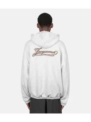 Jacquemus Patch Logo Zip-up Hoodie - Gray