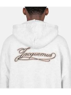 Jacquemus Patch Logo Zip-up Hoodie - Gray