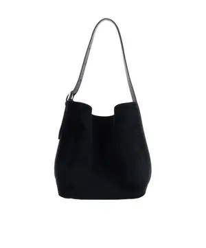 TOTEME Espresso Medium Suede Tote Bag - Black