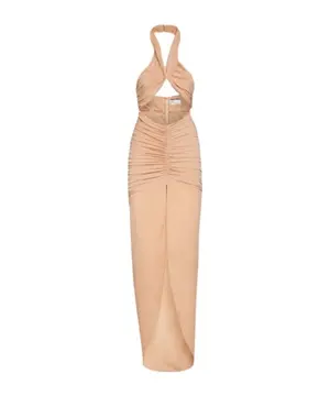Giuseppe Di Morabito Crepe De Chine Cut Out Long Dress