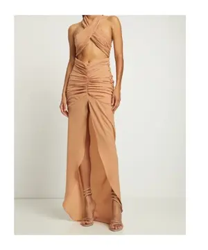 Giuseppe Di Morabito Crepe De Chine Cut Out Long Dress
