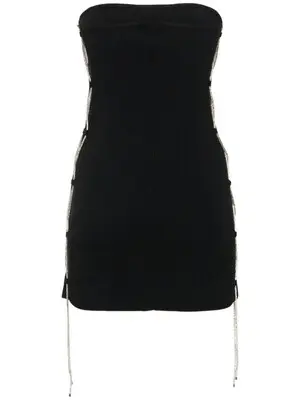 Giuseppe Di Morabito Lace-up Stretch Rib Knit Mini Dress
