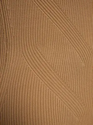 DION LEE Deep V-neck Rib Knit Mini Dress