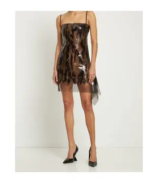 DION LEE Camo Sequined Tulle Mini Dress