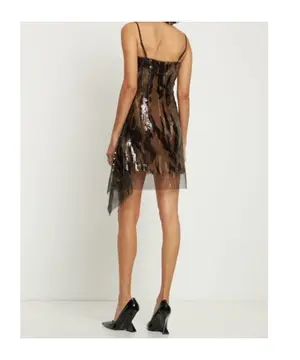 DION LEE Camo Sequined Tulle Mini Dress