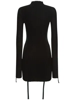 DION LEE Gathered Cotton Blend Knit Mini Dress