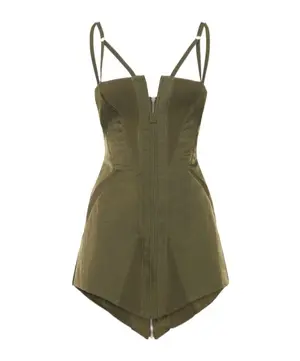 DION LEE Ribbed Patchwork Mini Dress - Green