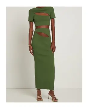 Christopher Esber Rib Cutout Long Skirt - Green