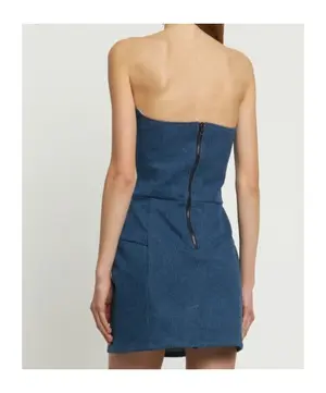 Giuseppe Di Morabito Embellished Strapless Denim Mini Dress