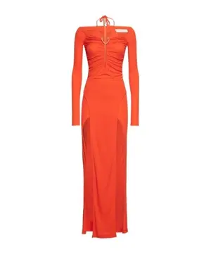DION LEE Draped Viscose Jersey Split Long Dress
