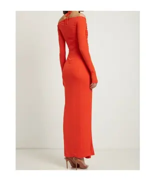 DION LEE Draped Viscose Jersey Split Long Dress
