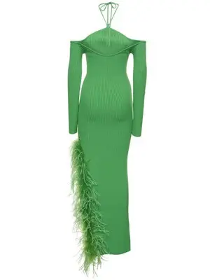 Giuseppe Di Morabito Asymmetric Mini Dress W/ Feathers