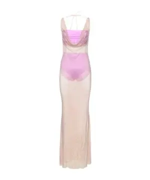 Giuseppe Di Morabito Embellished Mesh Long Dress