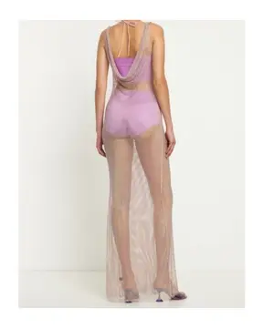Giuseppe Di Morabito Embellished Mesh Long Dress
