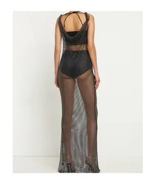 Giuseppe Di Morabito Embellished Mesh Long Dress