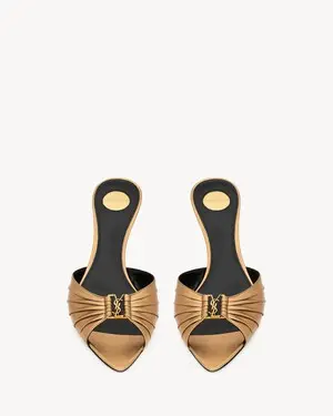 Saint Laurent Babylone Mules In Metallic Leather