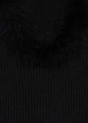 Blumarine Wool Jumper With Fur-trimmed Neckline - Black