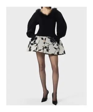 Blumarine Wool Jumper With Fur-trimmed Neckline - Black