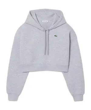 Lacoste Oversized Ribbed Polo Collar Sweatshirt - Light Hemp Gray