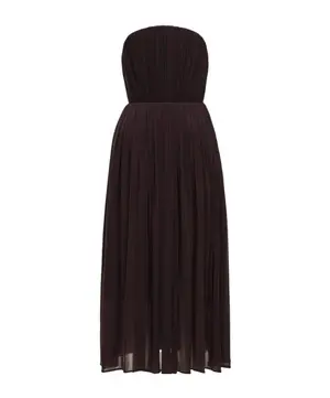 Magda Butrym Strapless Pleated Corset Dress In Burgundy