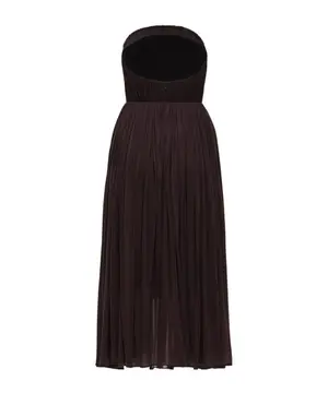 Magda Butrym Strapless Pleated Corset Dress In Burgundy