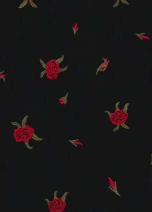 Blumarine Wool Jumper With Rose Embroidery - Black/red