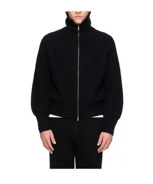 ENTIRE STUDIOS Ribbed Zip-up Cardigan - Black