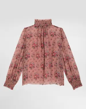 Dolce & Gabbana Smocked Floral-print Top