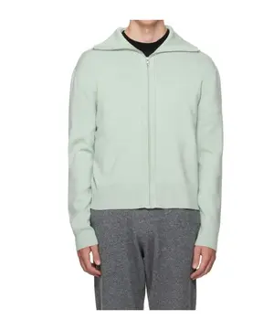 ENTIRE STUDIOS Ribbed Zip-up Knit Top - Green