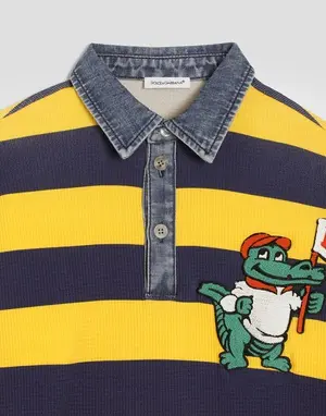 Dolce & Gabbana Striped Cotton Polo Shirt With Patch
