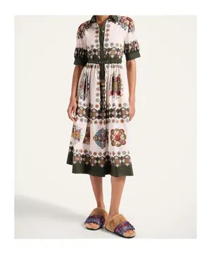 La DoubleJ Placeé Print Puff-sleeve Dress