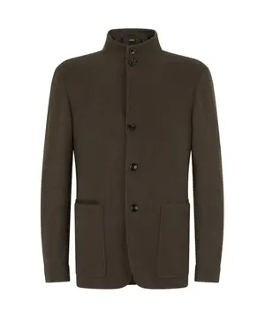 Zegna Stand-collar Short Coat - Dark Brown