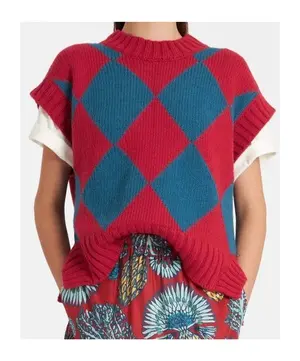 La DoubleJ Argyle Intarsia-knit Vest