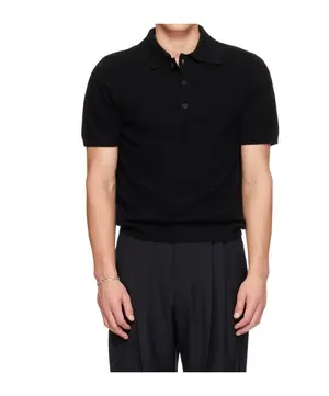 ENTIRE STUDIOS Wool Polo Knitted Top - Black