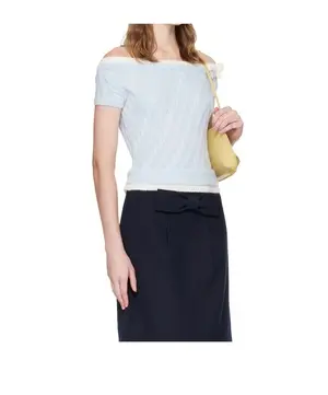 SHUSHU/TONG Off-shoulder Cable-knit Top