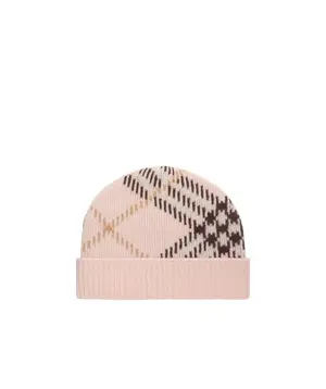 Burberry Check Cashmere Blend Beanie