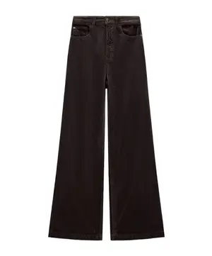 Emporio Armani Wide-leg Five-pocket Trousers In Garment-dyed Corduroy - Brown