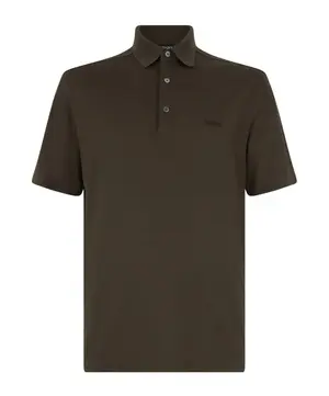 Zegna Short-sleeve Cotton Polo Shirt - Mud