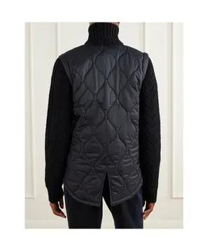 Veronica Beard Patra Padded Cable-knit Wool-blend And Quilted Shell Jacket - Black