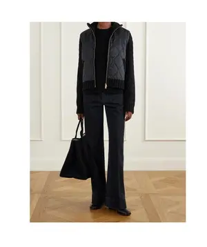Veronica Beard Patra Padded Cable-knit Wool-blend And Quilted Shell Jacket - Black