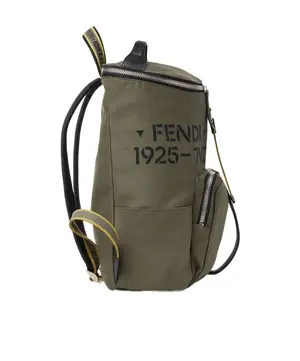 Fendi Tourist Logo Canvas Backpack - Green