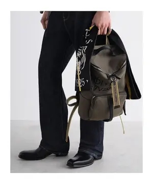 Fendi Tourist Logo Canvas Backpack - Green