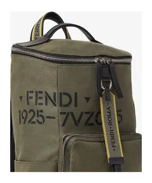 Fendi Tourist Logo Canvas Backpack - Green