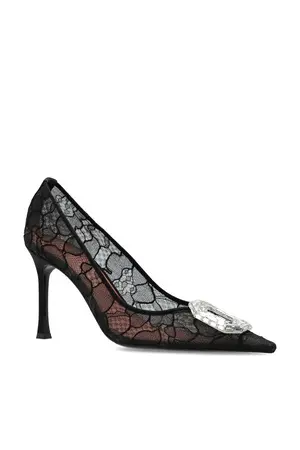 Amina Muaddi Camellia Crystal-buckle High-heeled Shoes