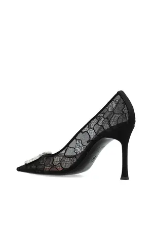 Amina Muaddi Camellia Crystal-buckle High-heeled Shoes