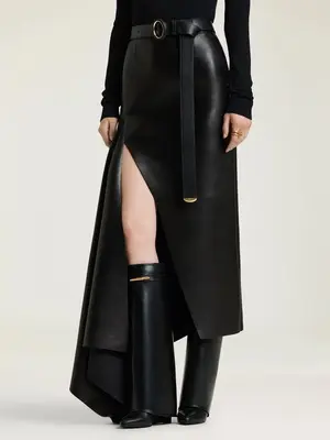 Givenchy Slashed Long Skirt In Leather
